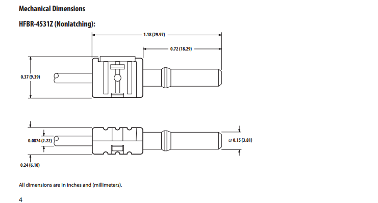 Temperature Sensor IC HFBR-4533 Crimpless Connectors for Optical Fiber
