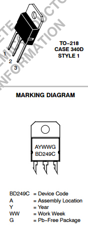 Original 3 Pin Transistor BD249C NPN High Power Transistor 25A 125W