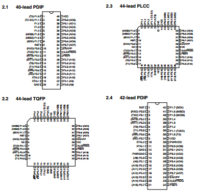 8 Pin Programmable IC Chips AT89S52-24PU Microcontroller with 8K Bytes