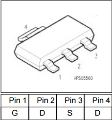 Signal Power Mosfet Transistor P Channel Enhancement Mode BSP315 SIPMOS