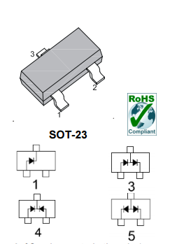 Single / Dual BAT54 Multiple Terminals SMD Schottky Diodes Surface Mount