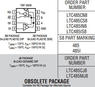 Low Power RS485 Interface Transceiver LTC485IS8