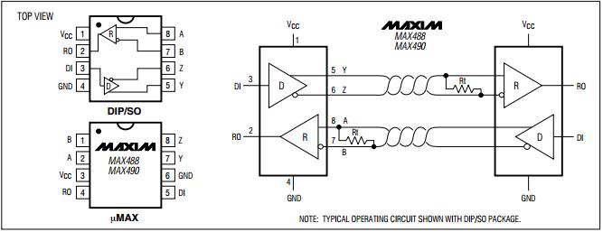 MAX489CPD Integrated Circuit Chip Low-Power Slew Rate Limited RS-485/RS ...