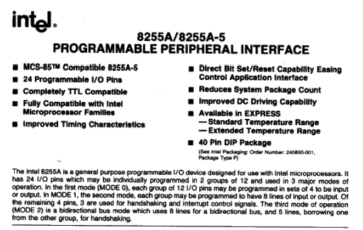 P8255A-5 Integrated Circuit Chip PROGRAMMABLE PERIPHEAL INTERFACE