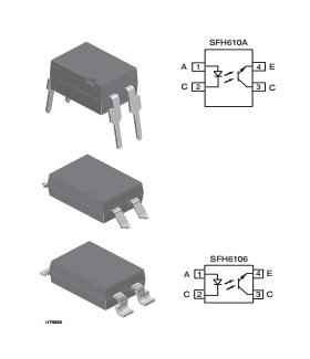 SFH6106-3 Integrated Circuit Chip Optocoupler, Phototransistor Output, High Reliability, 5300 VRMS