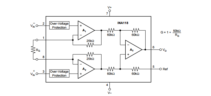 INA118U Precision, Low Power INSTRUMENTATION AMPLIFIER power ic chip