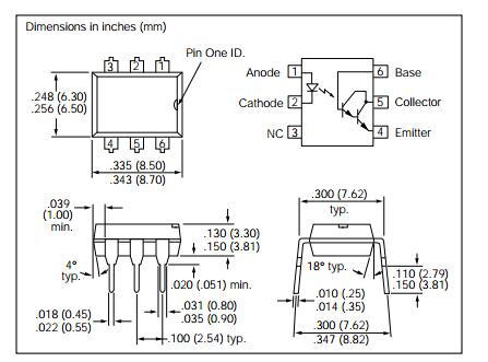 4N33 Integrated Circuit Chip , Power Electronics Components Photodarlington Optocoupler