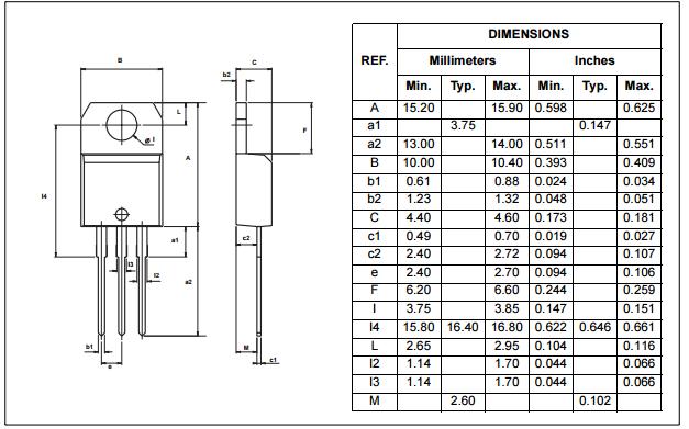 BTA06-600CWRG 3 Pin Transistor LOGIC LEVEL & STANDARD 6A TRIACS