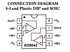 AD8042AN Integrated Circuit Chip Dual 160 MHz Rail-to-Rail Amplifier