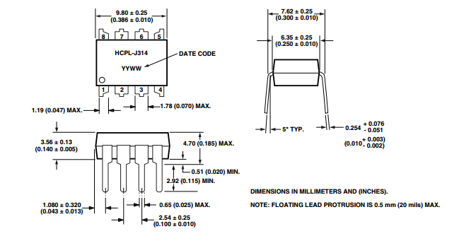 HCPL-314J 0.4 Amp Output Current IGBT Gate Drive Optocoupler high frequency rectifier diodes