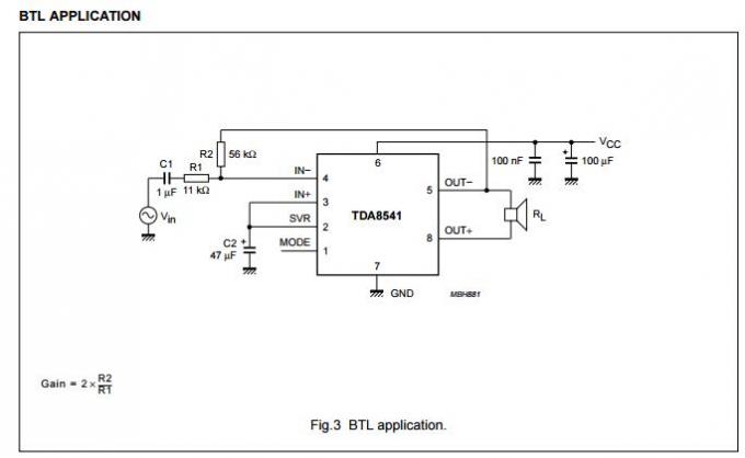 TDA8541T 1 W BTL audio amplifier amplifier ic chip Rf Linear Amplifier