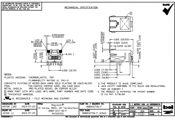 08B0-1X1T-06-F ELECTRICAL CHARACTERISTICS 25C high definition audio realtek