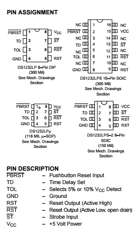DS1232LP+ Low Power MicroMonitor Chip integrated circuit components