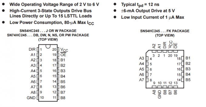 SN74HC245DWR Integrated Circuit Chip OCTAL BUS TRANSCEIVERS WITH 3 ...