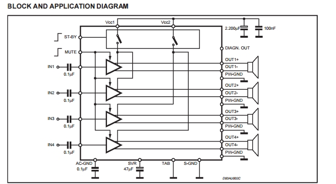 TDA7385 electronics Components 4 x 30W QUAD BRIDGE CAR RADIO AMPLIFIER